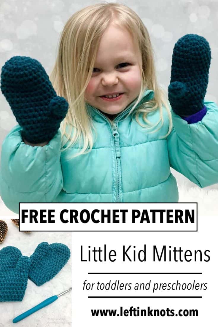 Crochet Little Kid Mittens - Free Pattern - Left in Knots