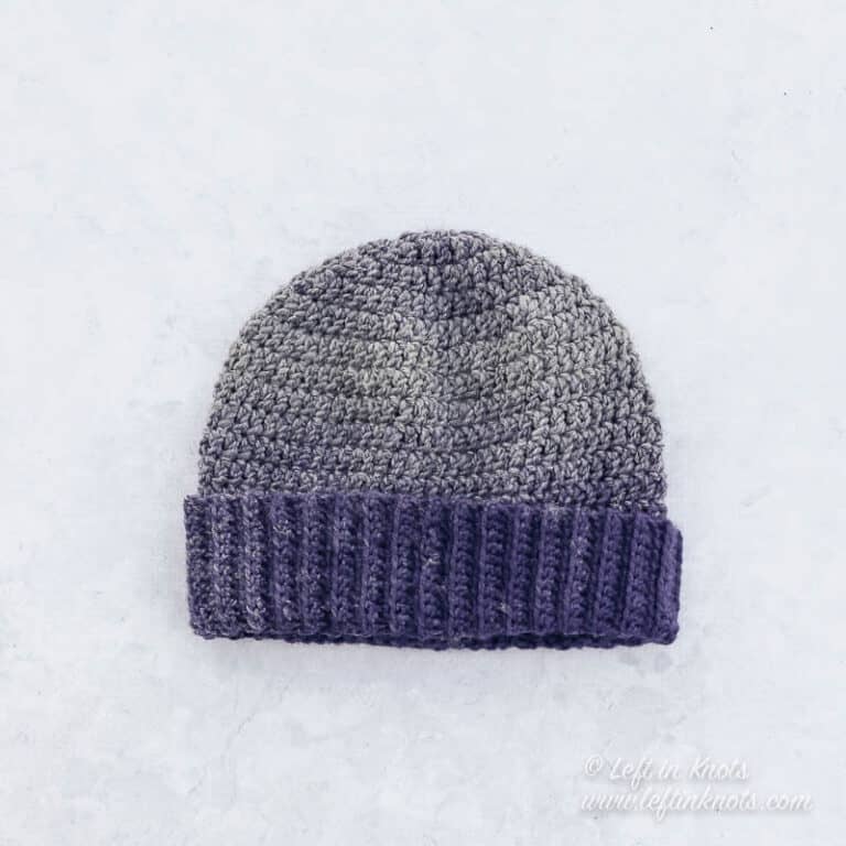 Crochet Folded Cuff Beanie - Free Pattern - Left in Knots
