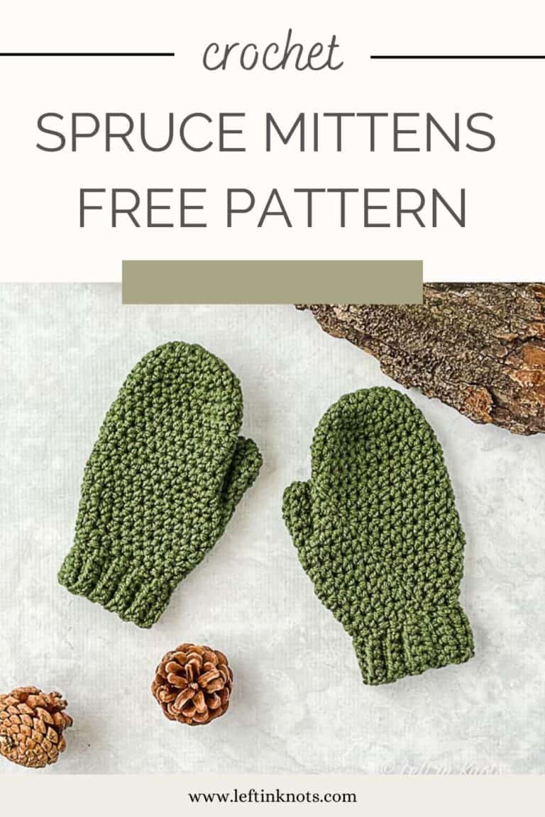 Crochet Spruce Children's Mittens - Free Pattern - Left in Knots