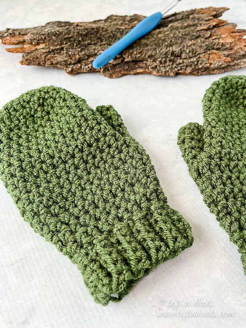 Crochet Spruce Children's Mittens - Free Pattern - Left in Knots